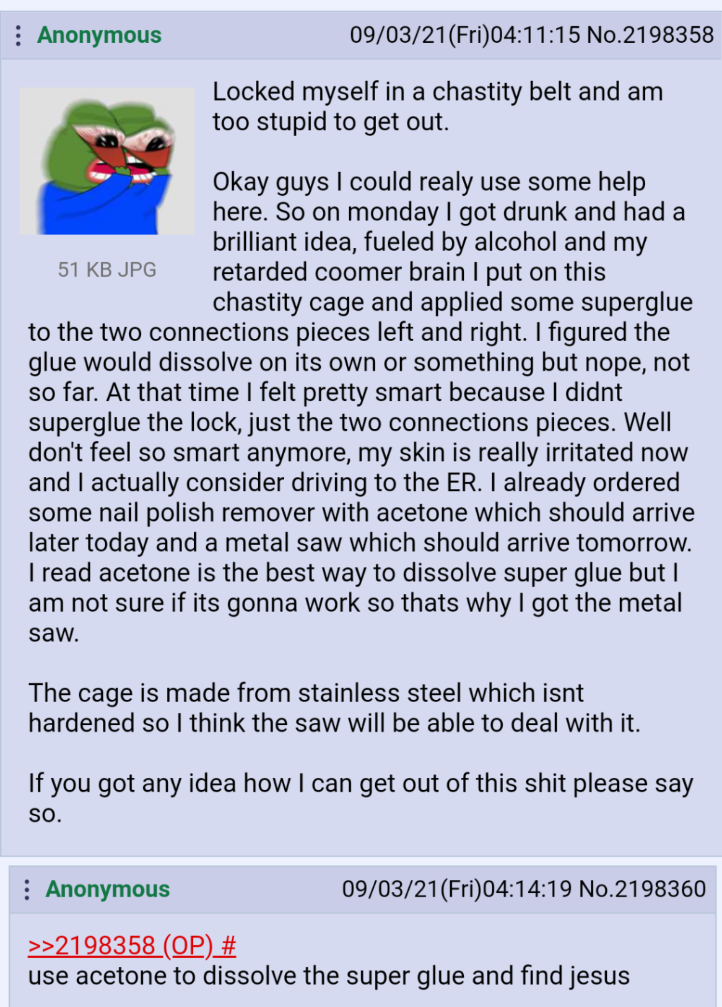 Anon Locks himself in a chastity belt | Scrolller