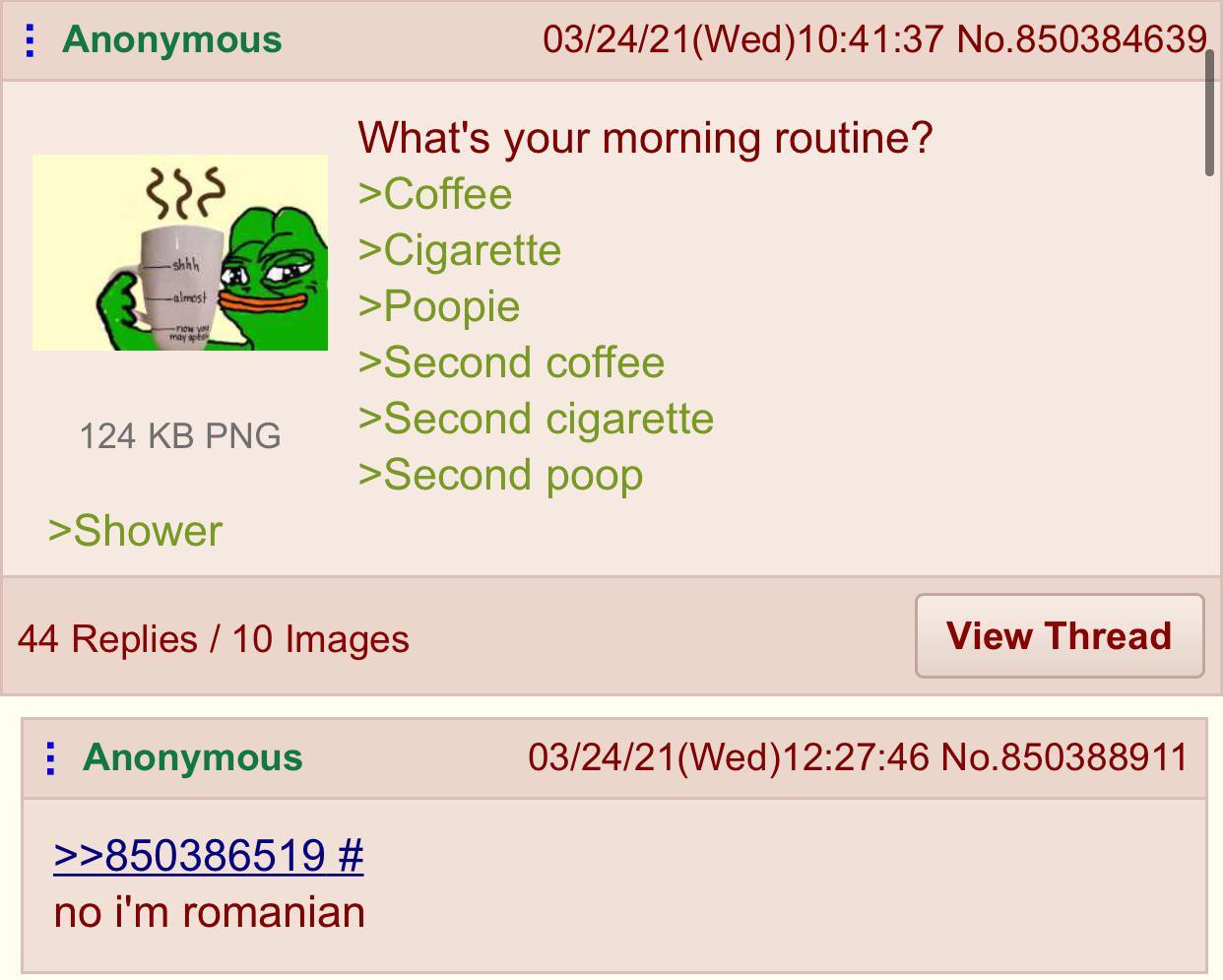 Anon’s morning routine | Scrolller