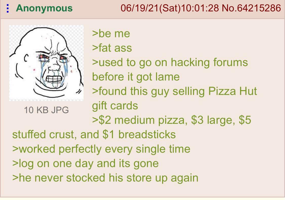 Anon scams pizza hut | Scrolller