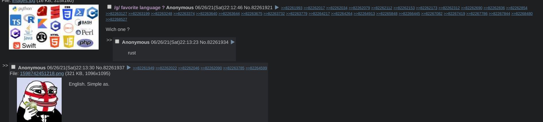 anon's favorite programming language is english | Scrolller