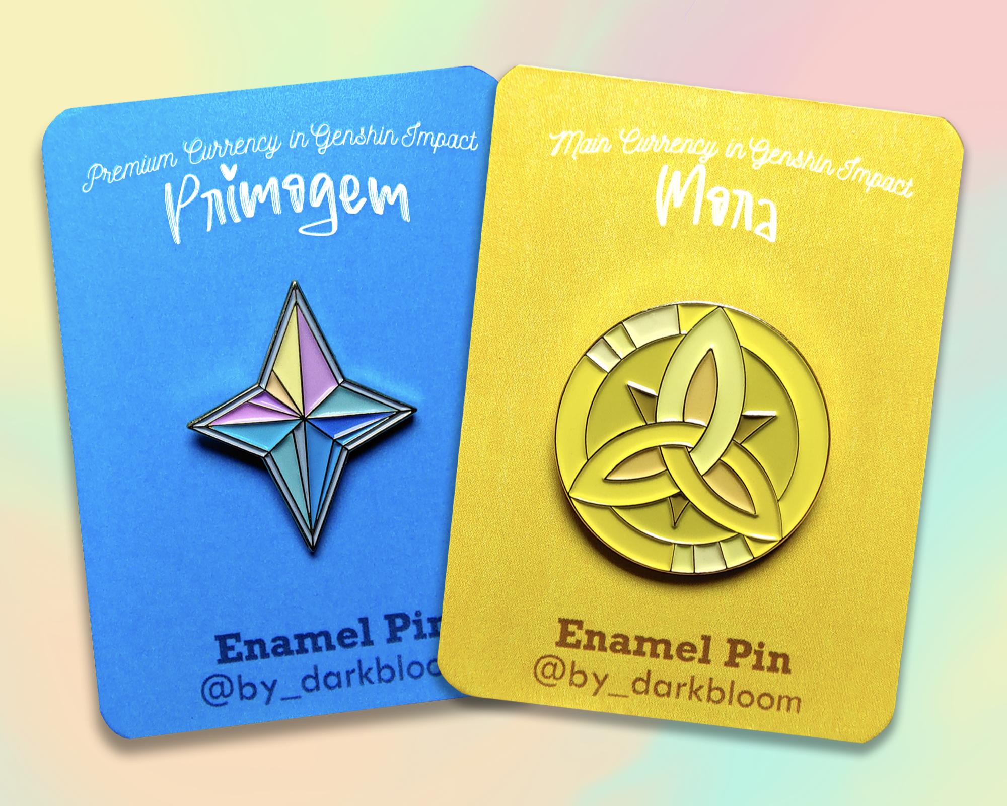 Anyone interested? Primogem and mora inspired enamel pins. | Scrolller