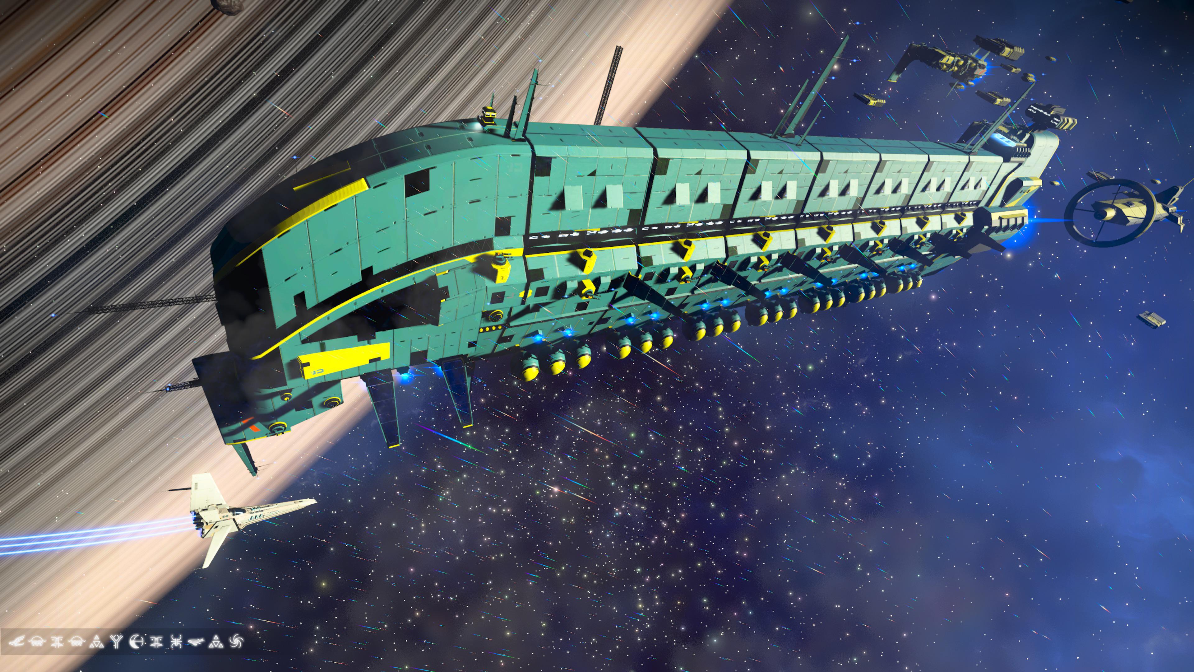 Aqua/yellow sentinel freighter | Scrolller