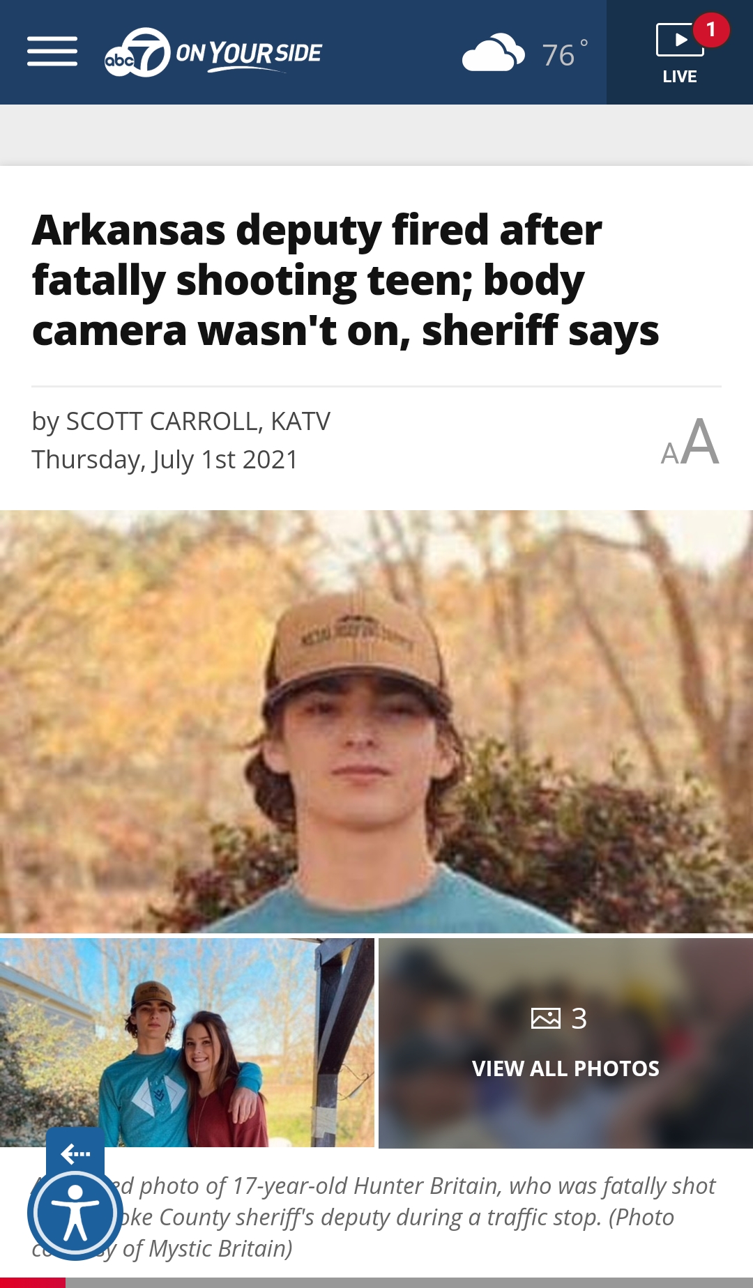 Arkansas deputy fired after fatally shooting teen; body camera wasn't on, sheriff says. | Scrolller