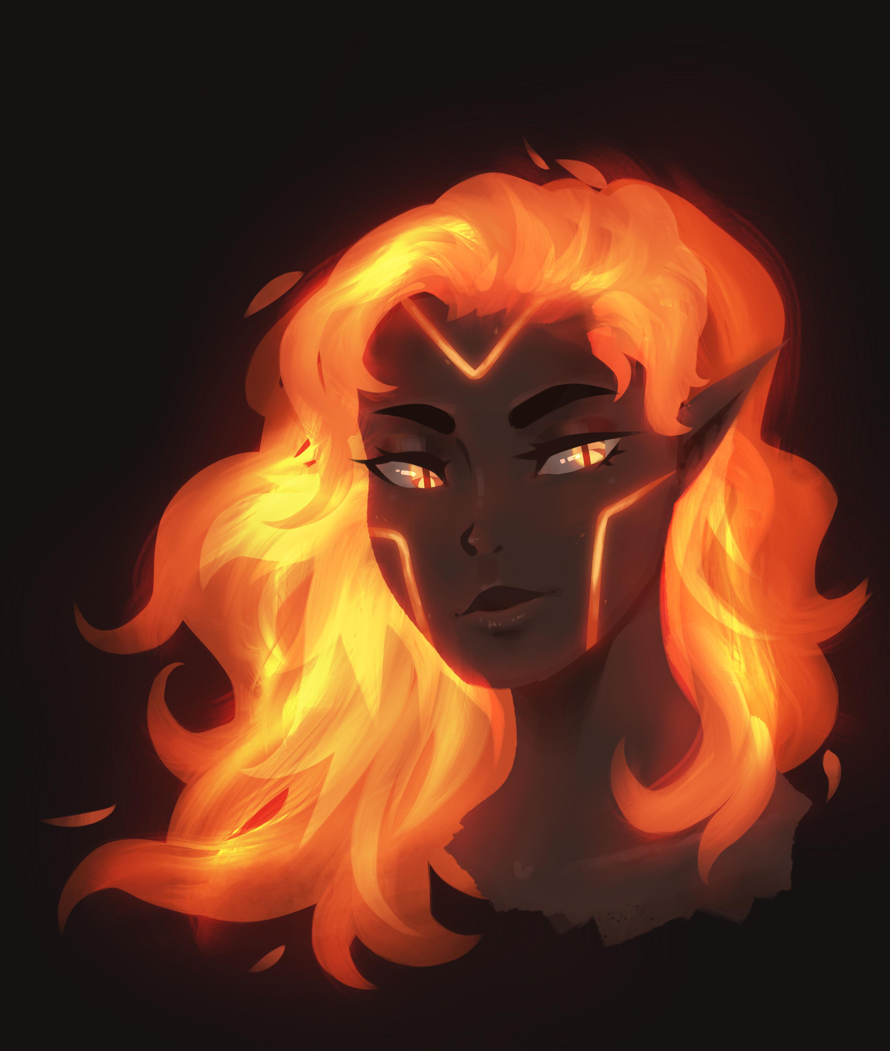 [ART] My fire genasi, Obsidian | Scrolller