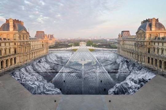 Artist JR Transforms the Louvre With a 2000-Piece Paper Optical Illusion | Scrolller