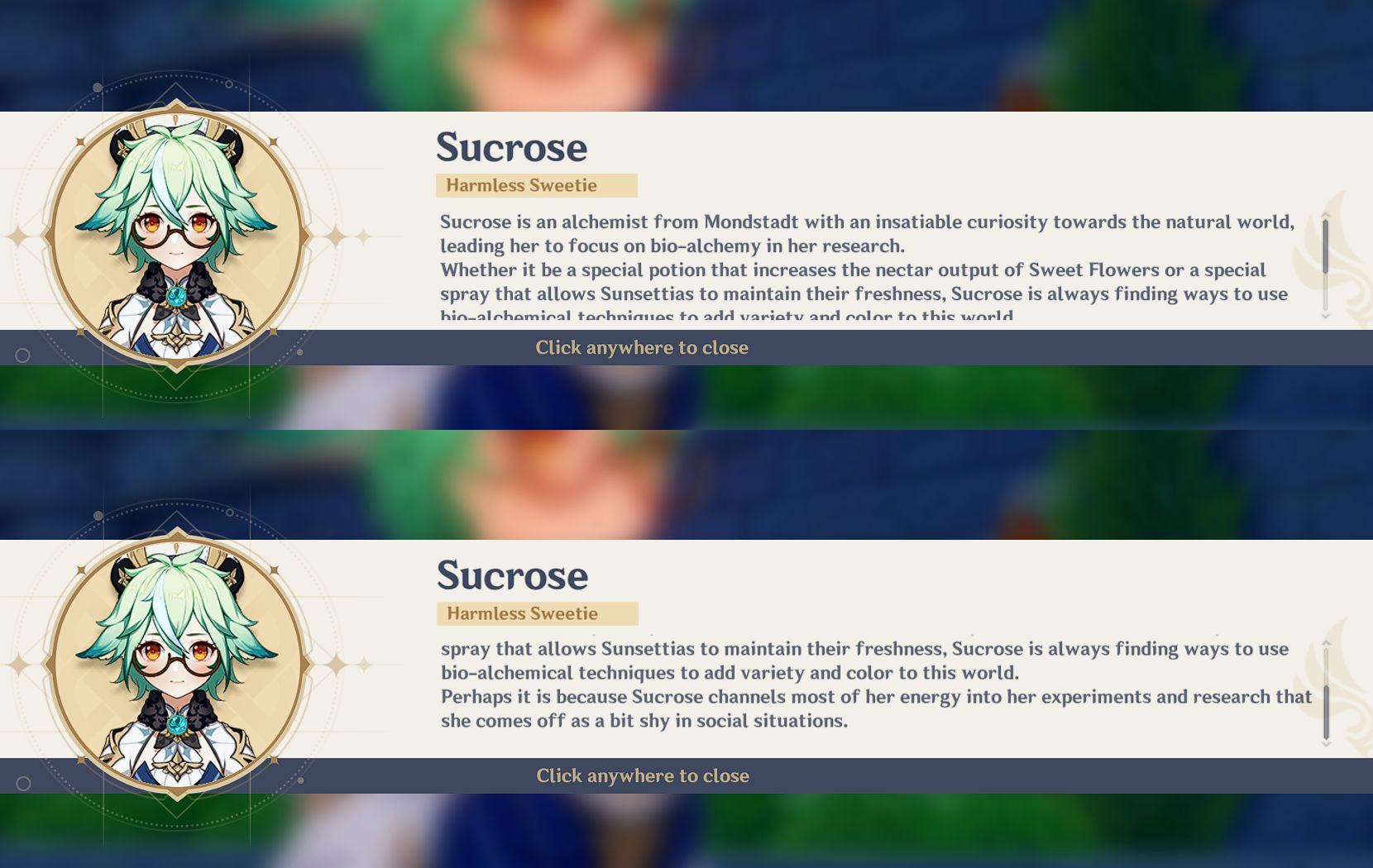 Assuming most met Sucrose in Dragonspine, here's her little bio if you meet her for the first ...