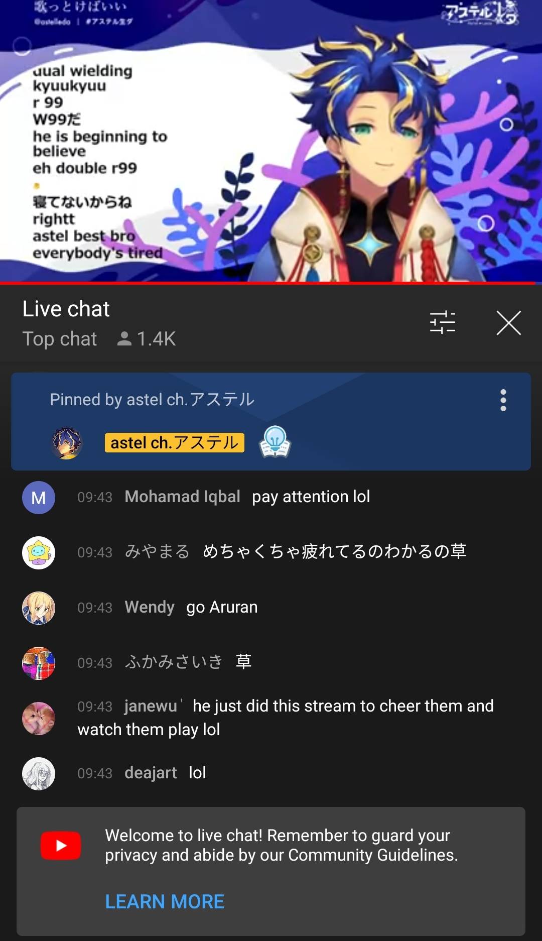 Asthell unarchived singing time, now he's cheering on arupapa's apex stream | Scrolller