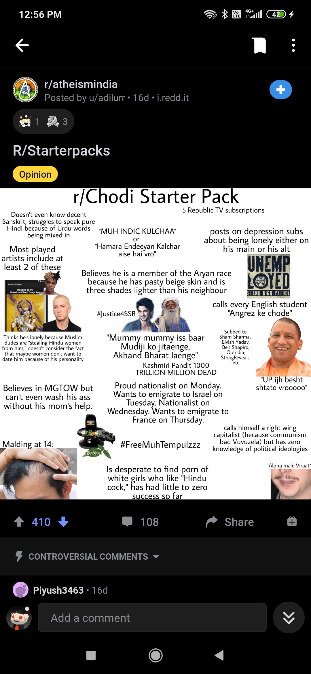 Average indian "atheist" makes fun of Kashmiri Hindu genocide in an attempt to mock chodi ...