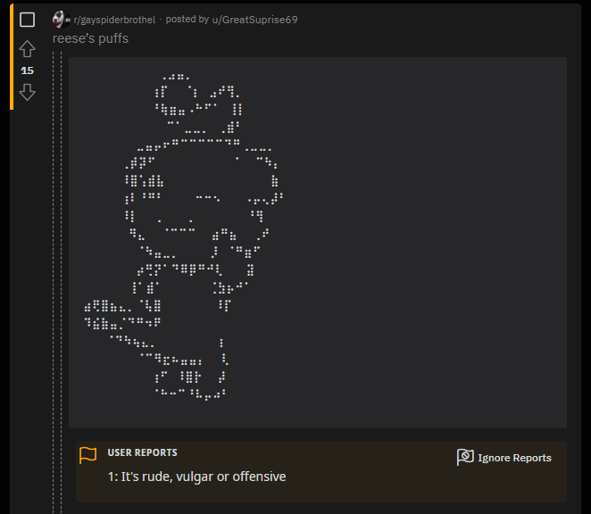 average modqueue report on r/gayspiderbrothel | Scrolller