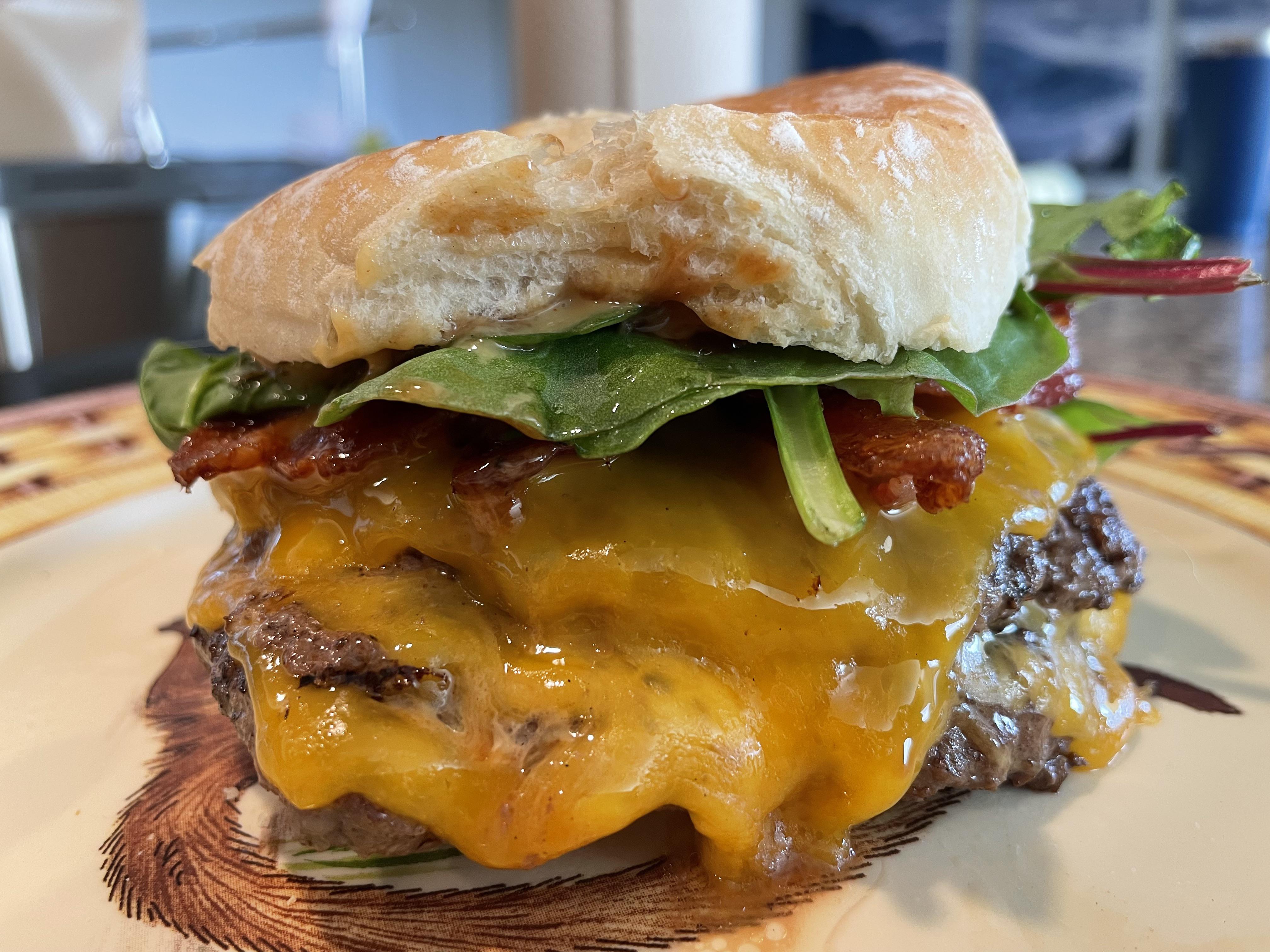 Bacon double cheese smash burger. How’s it look? | Scrolller
