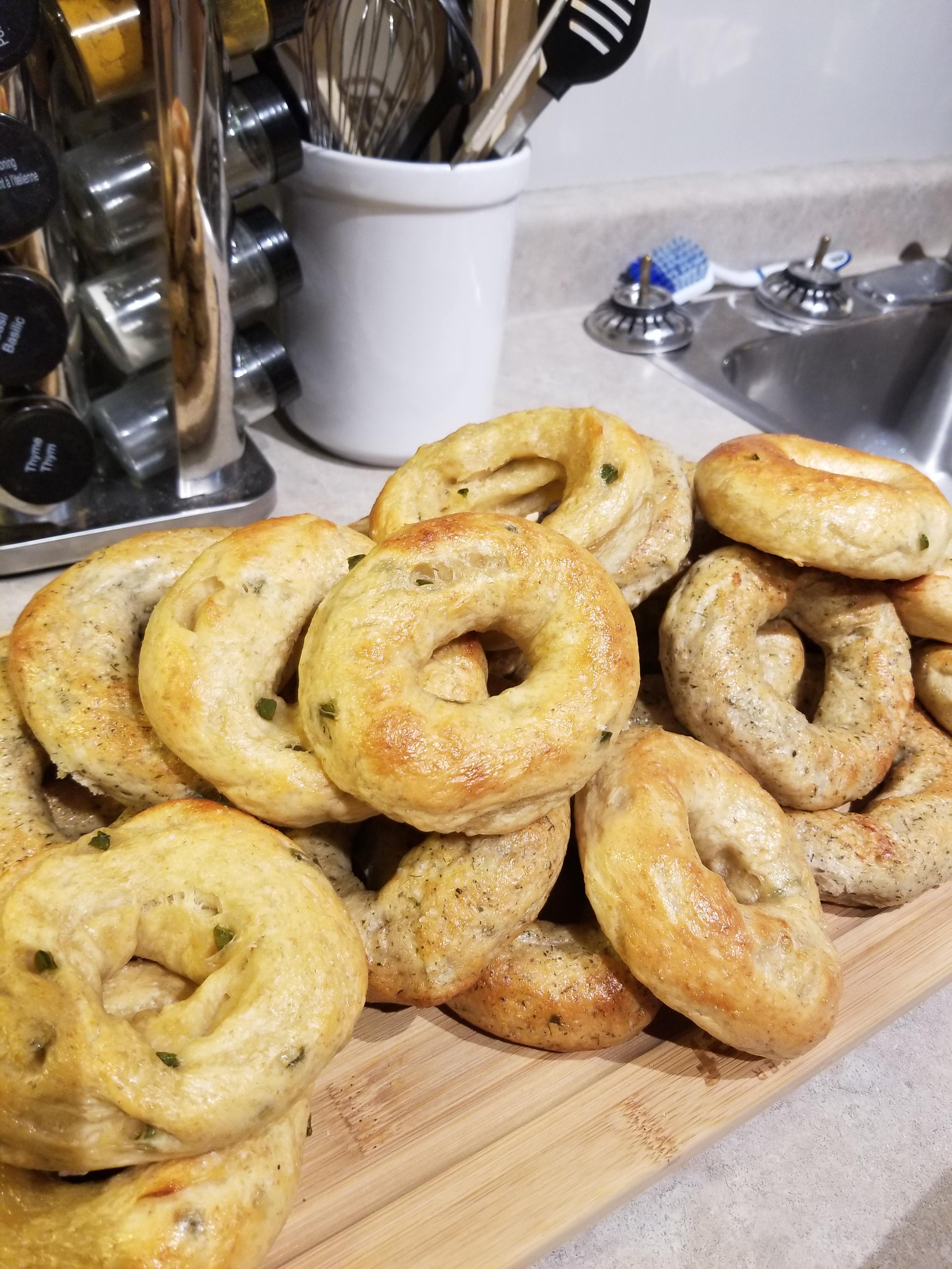 Bagel mountain, I made jalapeno cheddar and onion herb sourdough discard bagels. | Scrolller