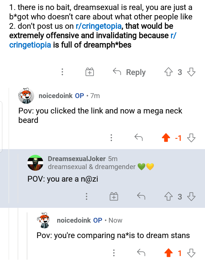 Baited a Stan saying it's dream x George and started comparing me to a nazi | Scrolller