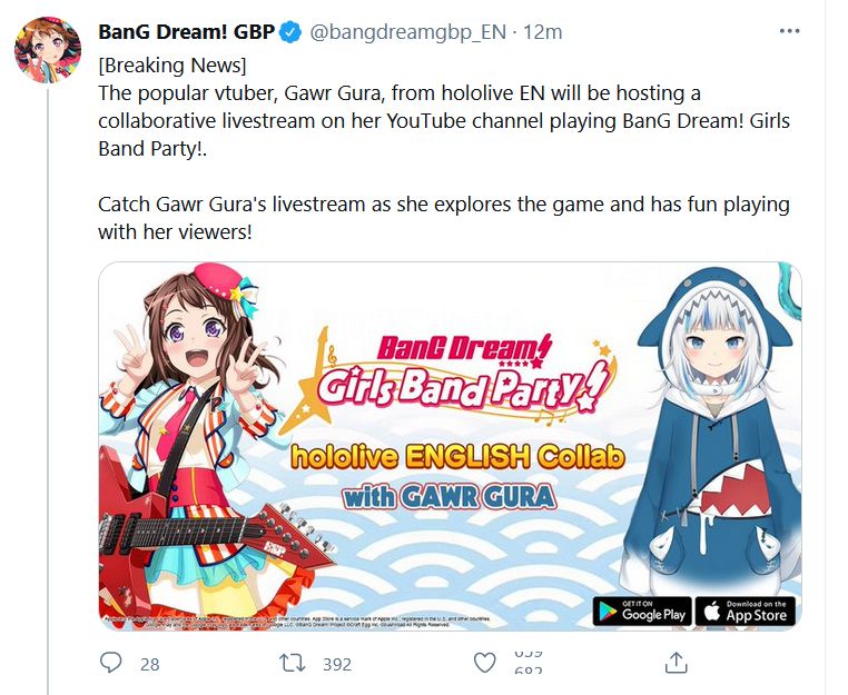 Bang Dream collab with Gura | Scrolller