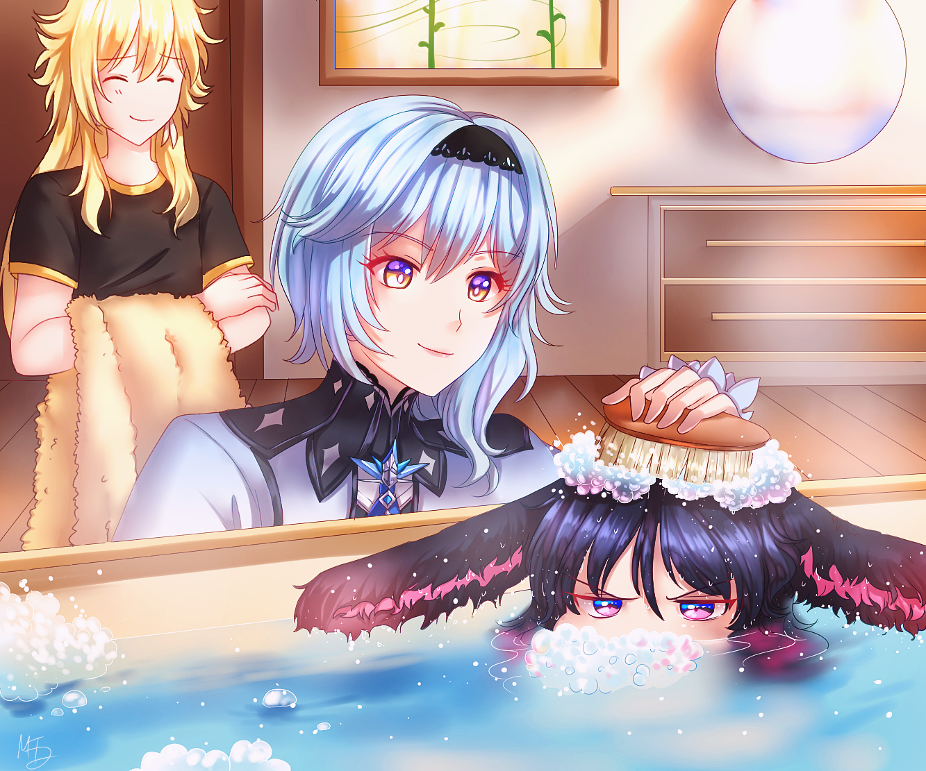 Bathing day for pouty Ventibunny (failed albedo experiment) (Oc art) | Scrolller