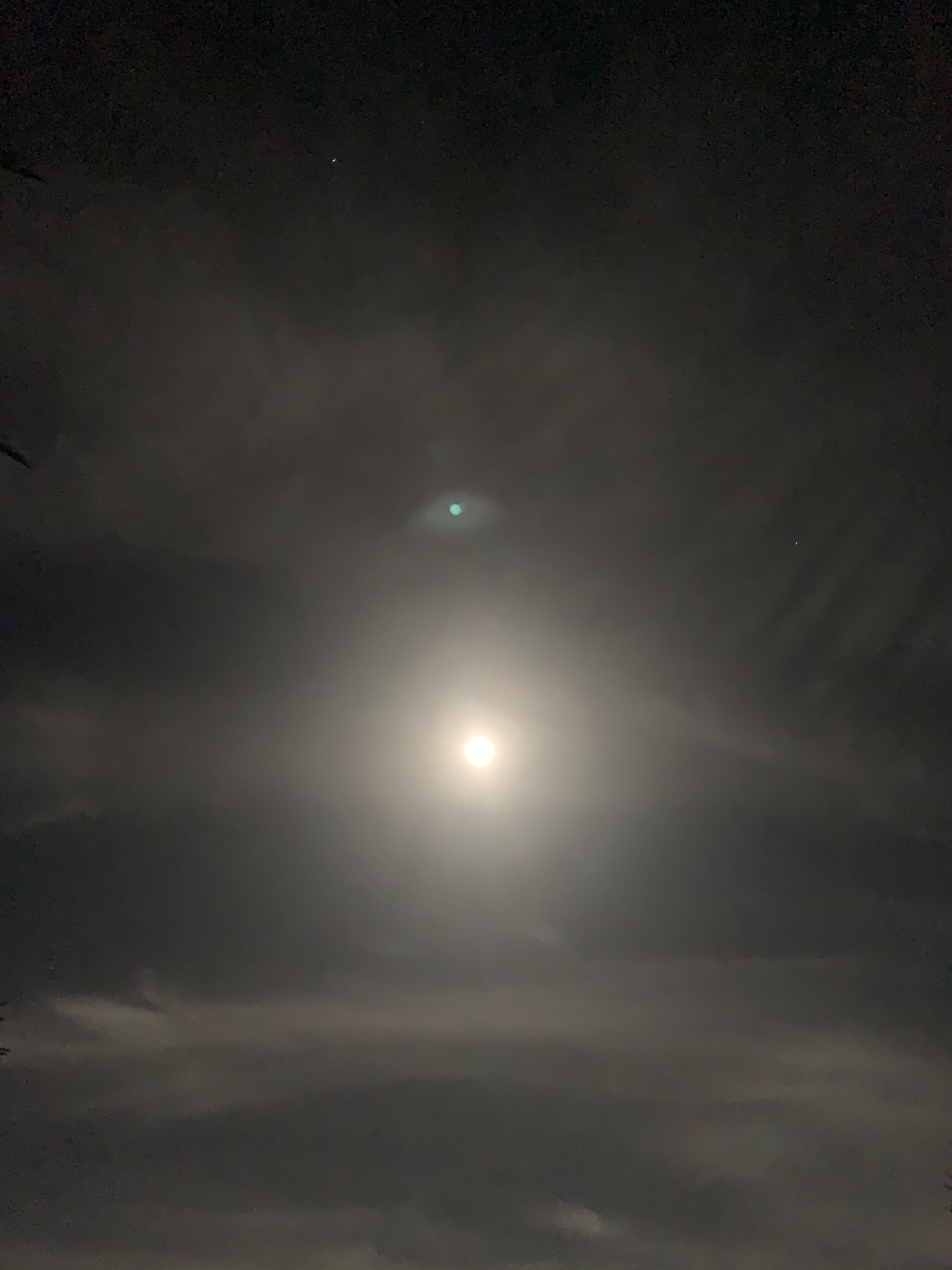 Beautiful night, full moon, strange clouds and orb? | Scrolller