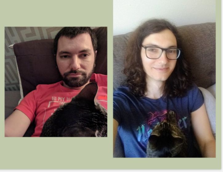 Before and after transition selfies when trapped under cats | Scrolller