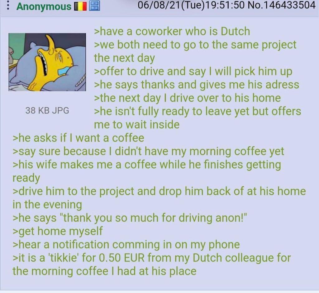 Belgian anon gets a tikkie. | Scrolller