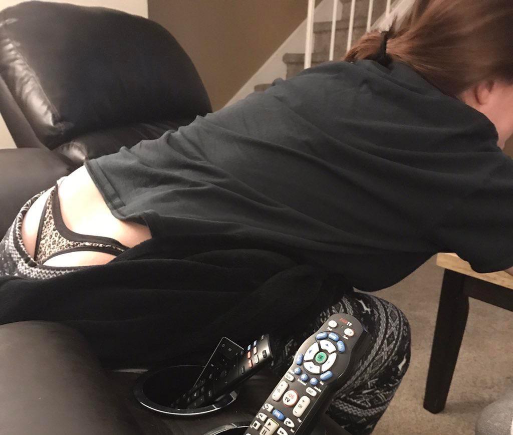 Bending forward to show her leopard print whaletail thong. She loves showing off | Scrolller