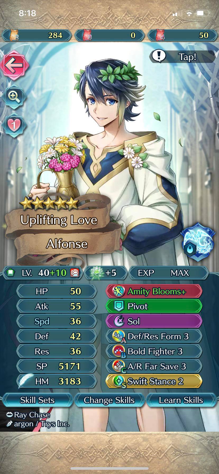 Best boy Alfonse, my first +10 unit ever! Any build ideas are appreciated, but he’s served me ...