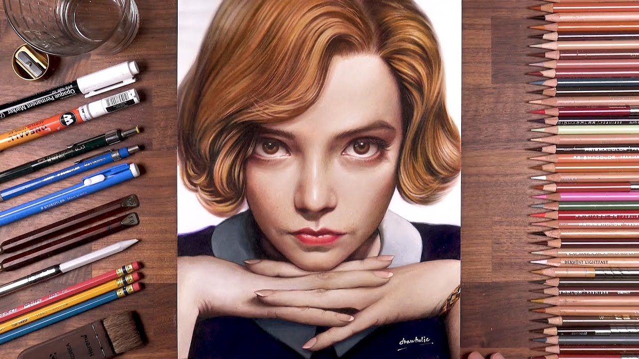 Beth Harmon Color Pencil Drawing by Drawholic | Scrolller