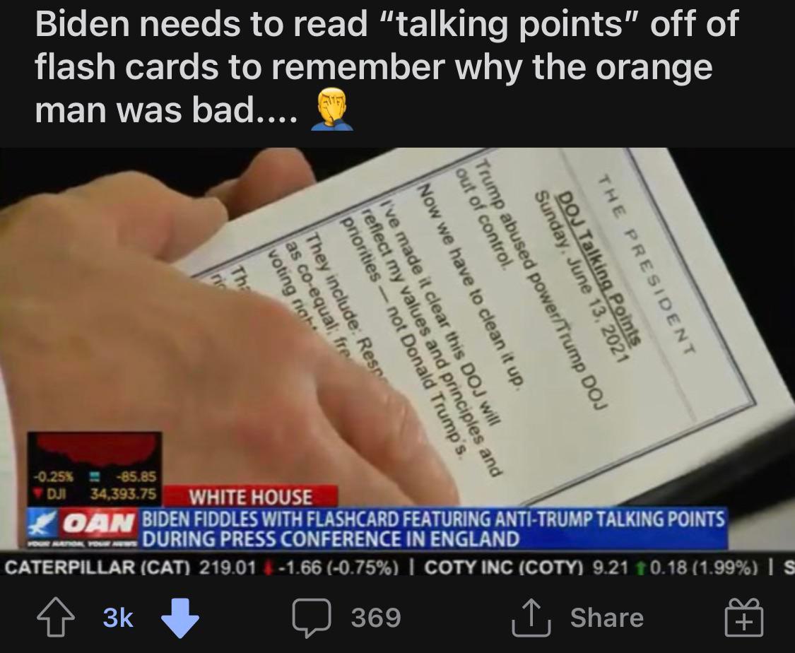 Biden caught in huge scandal - being prepared for public speaking | Scrolller