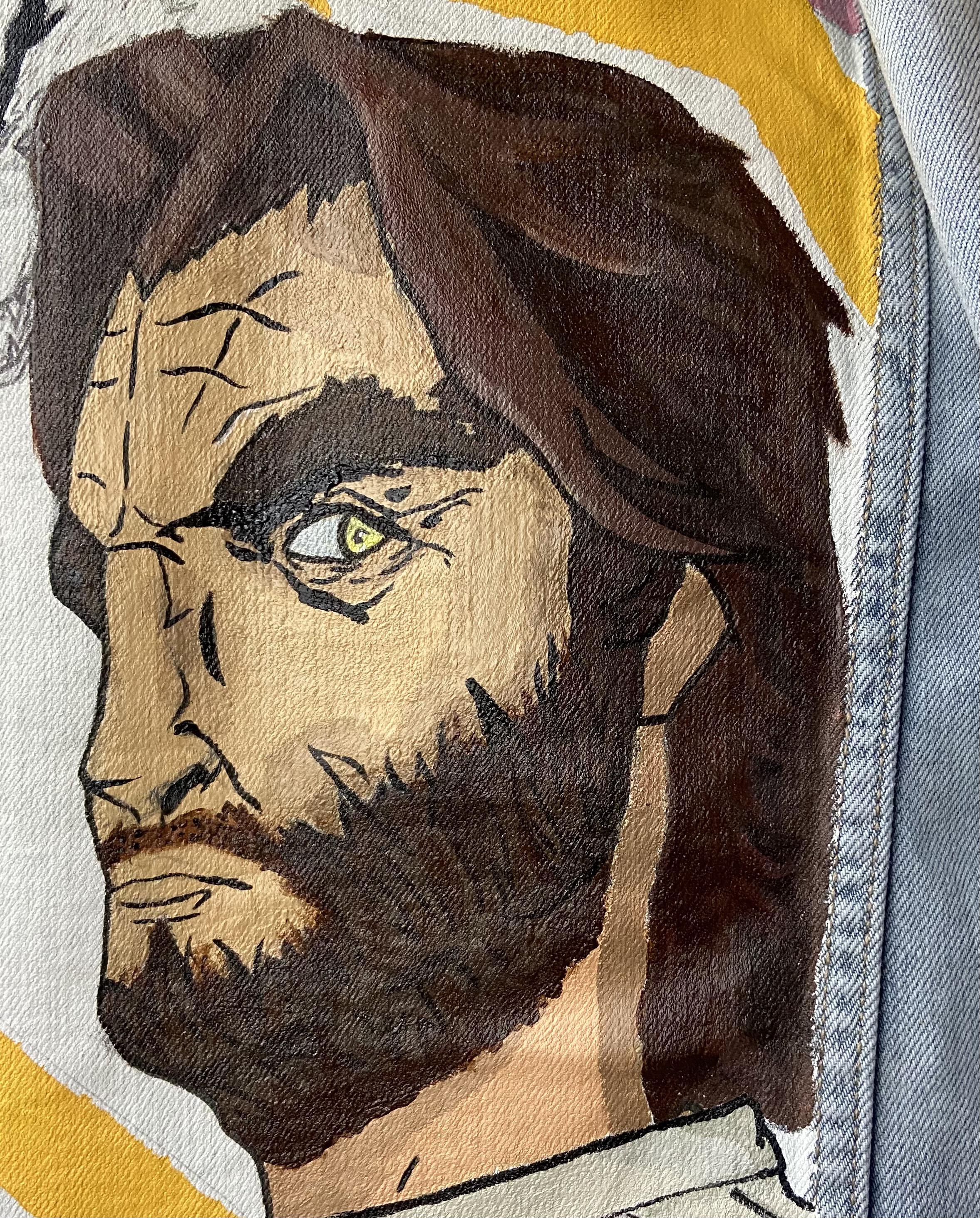 Bigby, painted on my Jean jacket the jacket as a whole isn’t completed yet :) | Scrolller