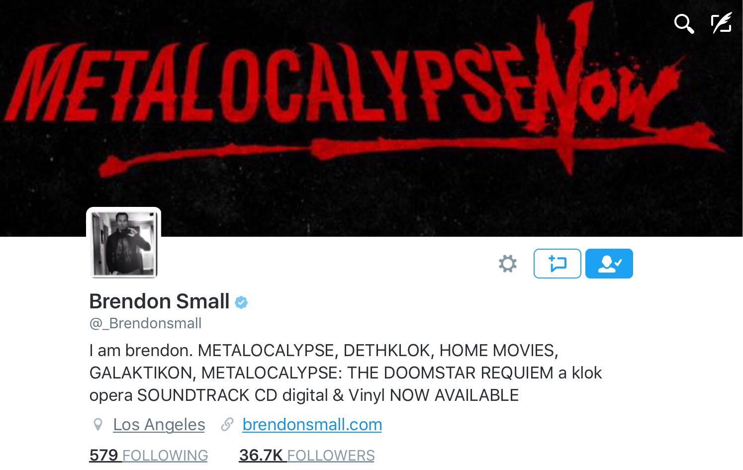 Brendon Small has a header/cover pic for the first time in history. | Scrolller