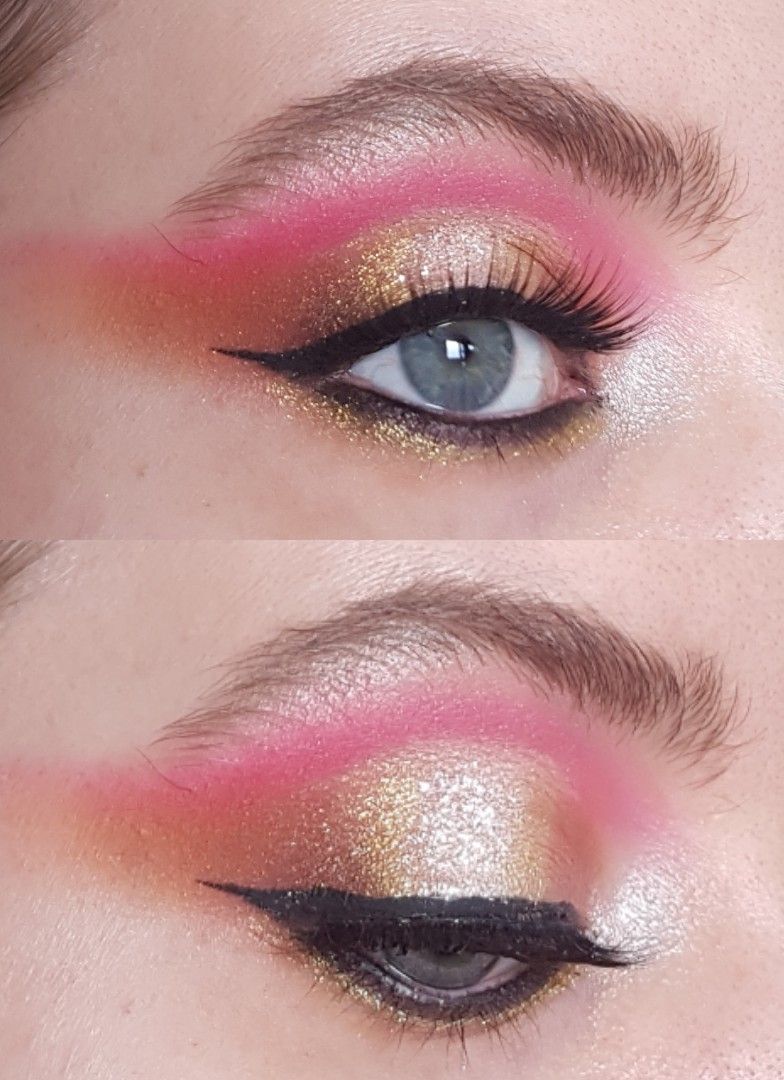 Brown and pink halo eye with gold accents | Scrolller