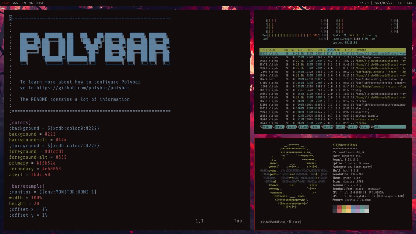 [BSPWM] Quick void rice, hoping to stick with void | Scrolller