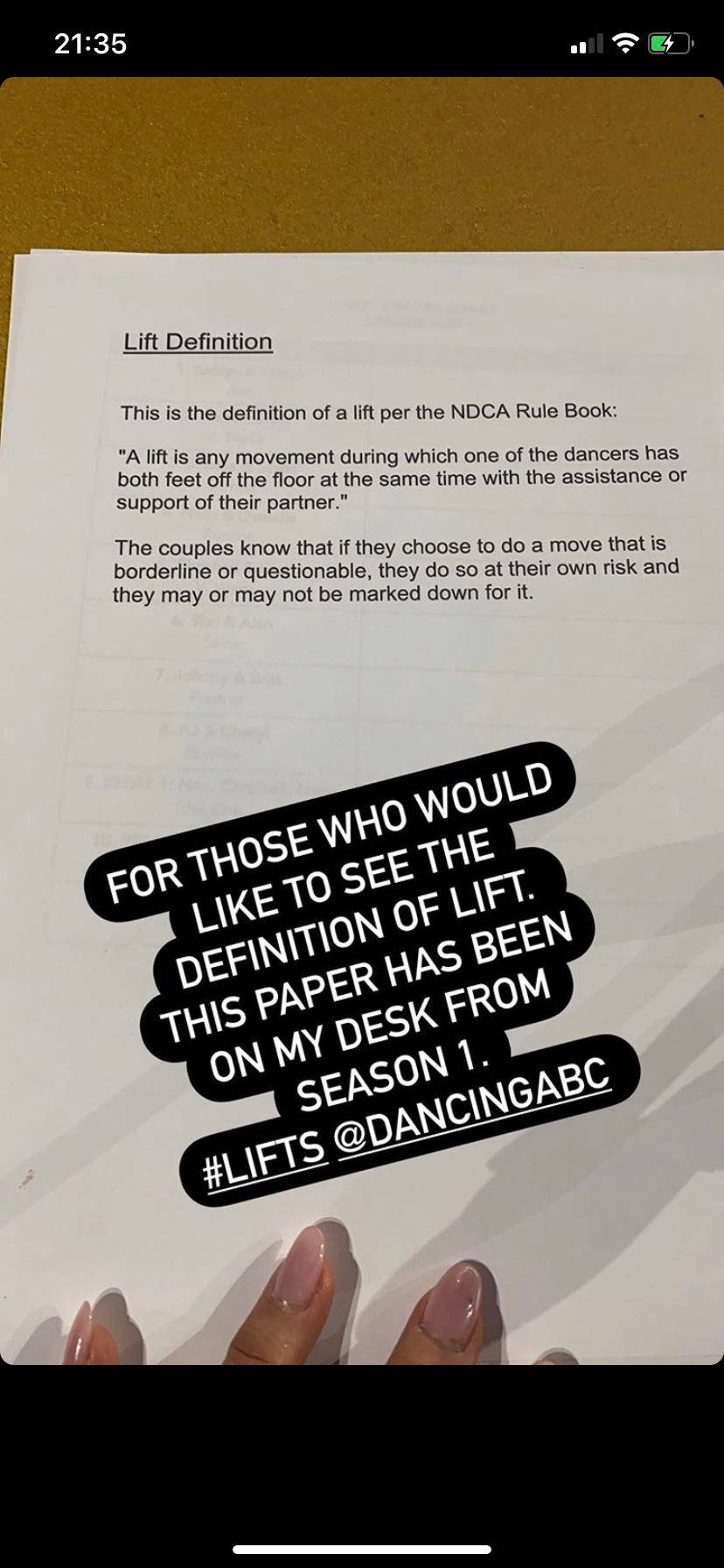 CAI posts lift rule definition on her story. | Scrolller
