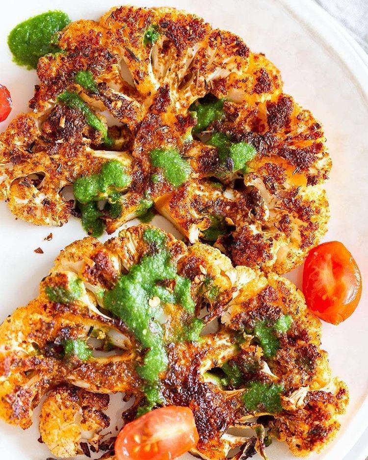 Cajun Roasted Cauliflower with Chimichurri Sauce | Scrolller