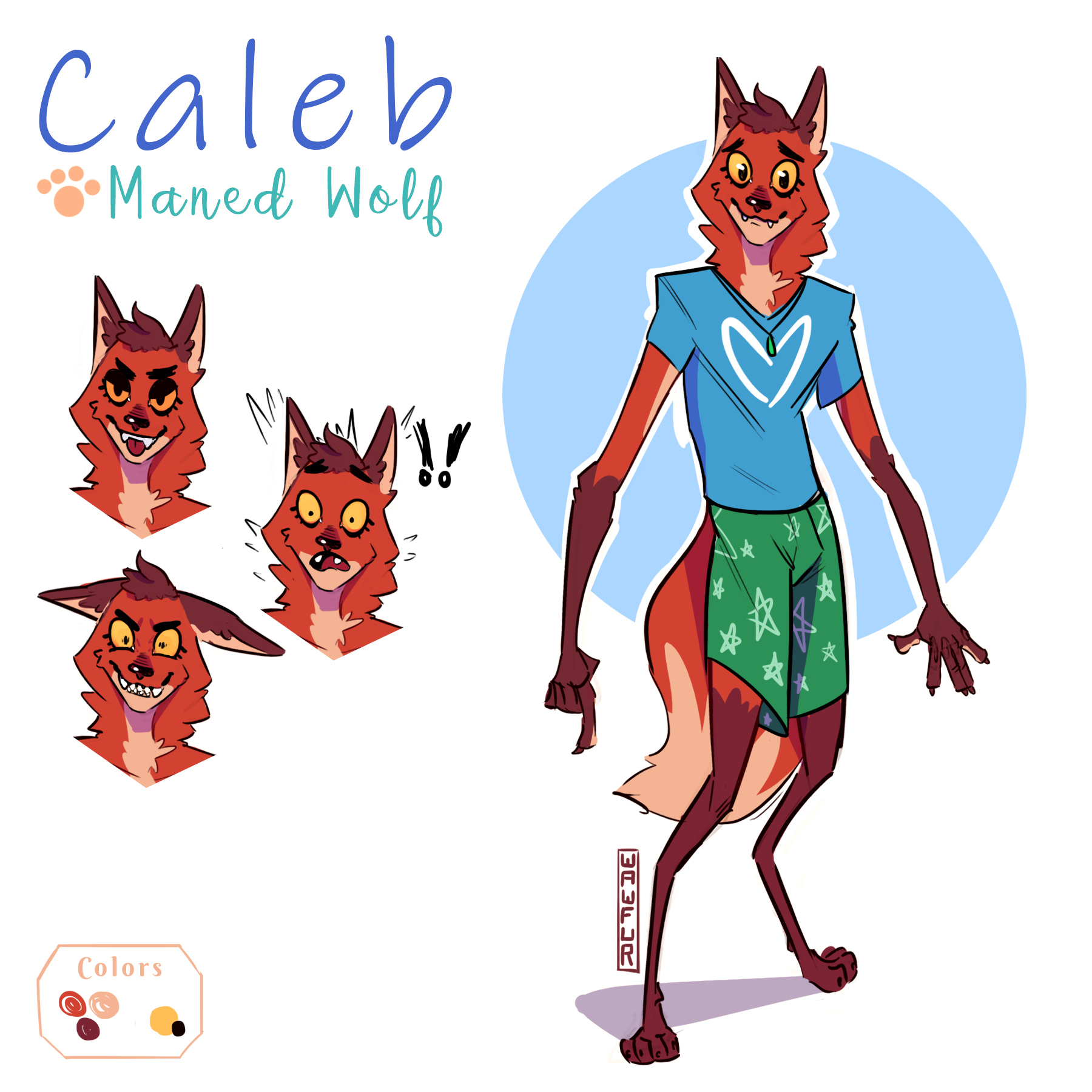 Caleb, The Maned Wolf (Simple char Sheet comm) | Scrolller