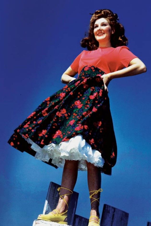 'CanCan' style nylon net petticoat worn under a full skirt, 1950s. | Scrolller