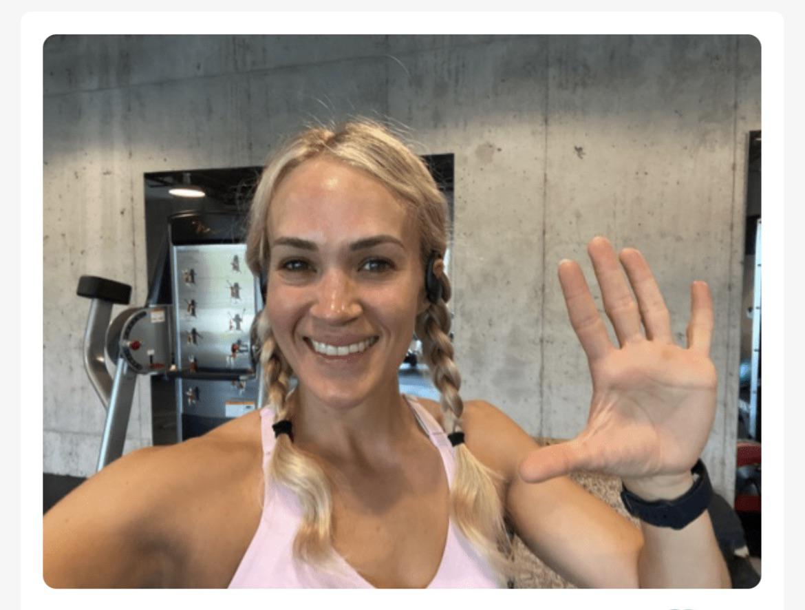 Carrie celebrating another completed workout | Scrolller