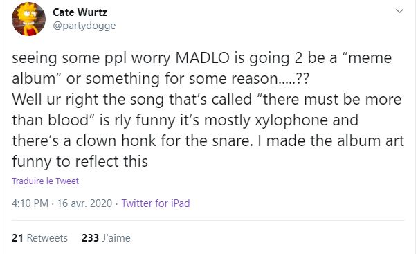 Cate Wurtz about calling MADLO a "meme album" | Scrolller