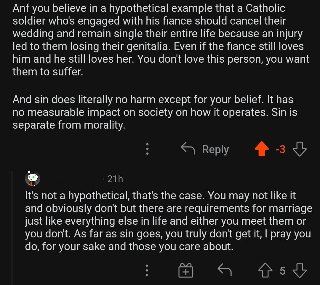 Catholic believes that anyone infertile must remain single their entire lives, not allowed to ...