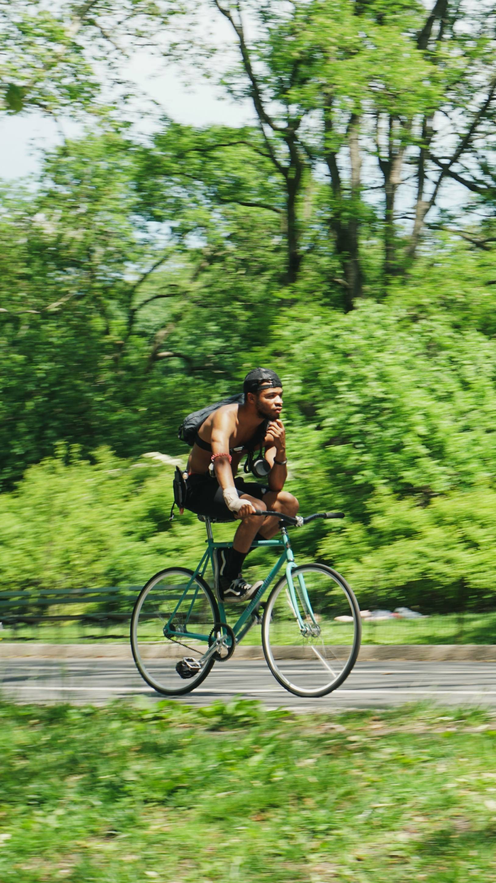 Caught this guy straight chillin on his Bianchi in Central Park ...