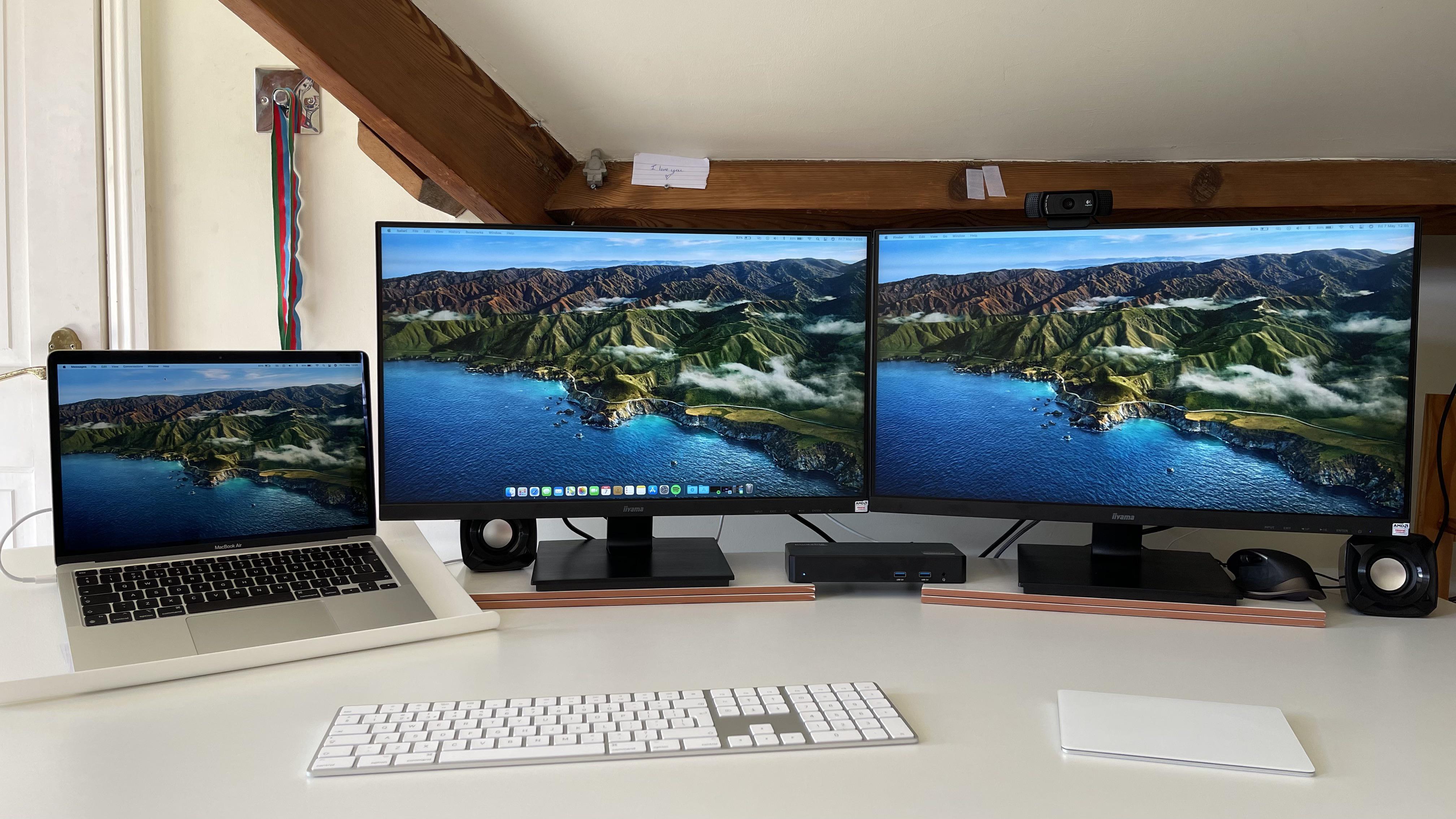 Changing job in 2 weeks, so I updated my WFH setup - M1 MacBook Air multi-monitor workstation ...