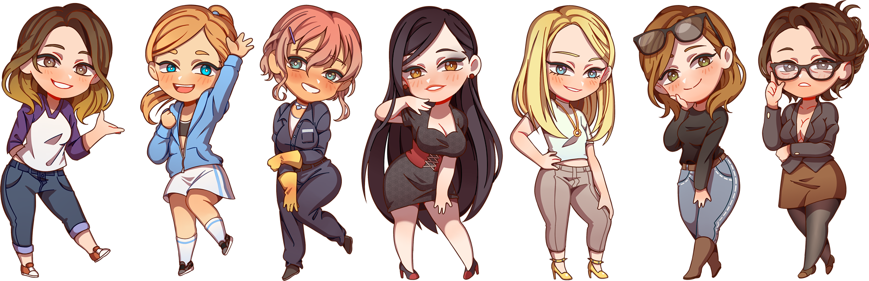 Chibi version of the girls in Another Chance! [Time Wizard Studios] | Scrolller