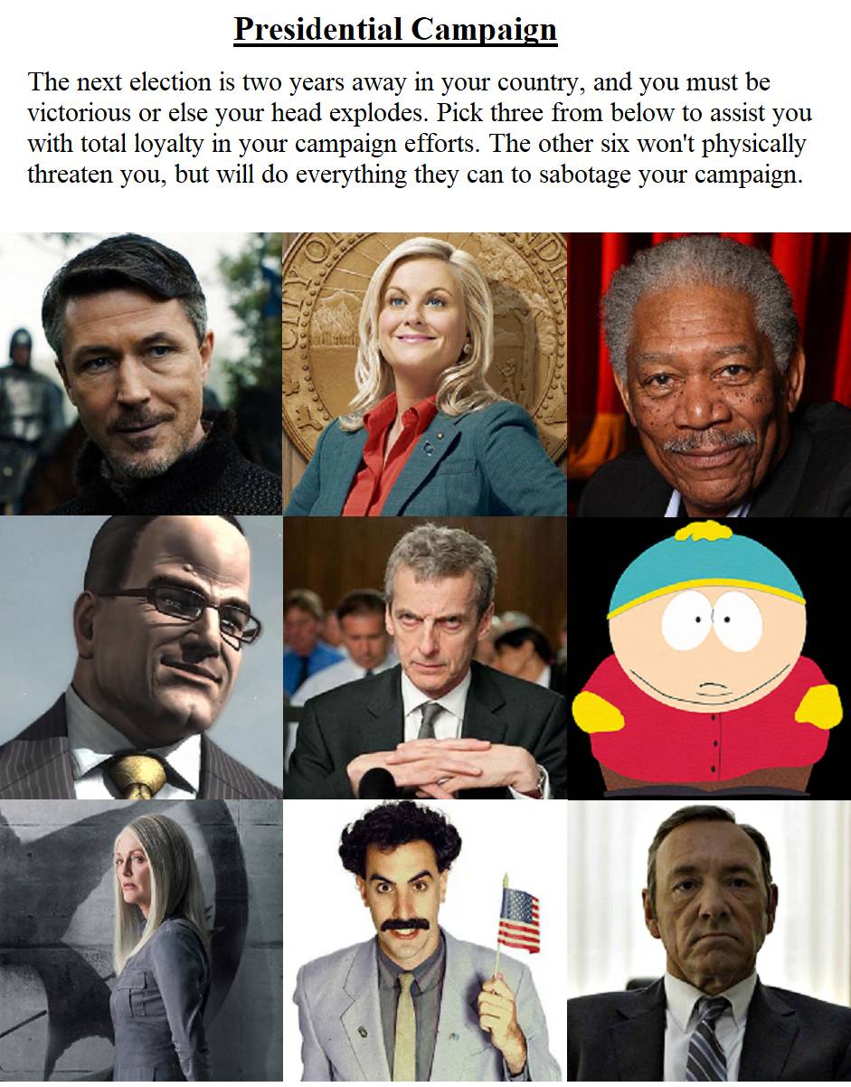 Choose three companions to help you win the election. The other six will sabotage you. | Scrolller