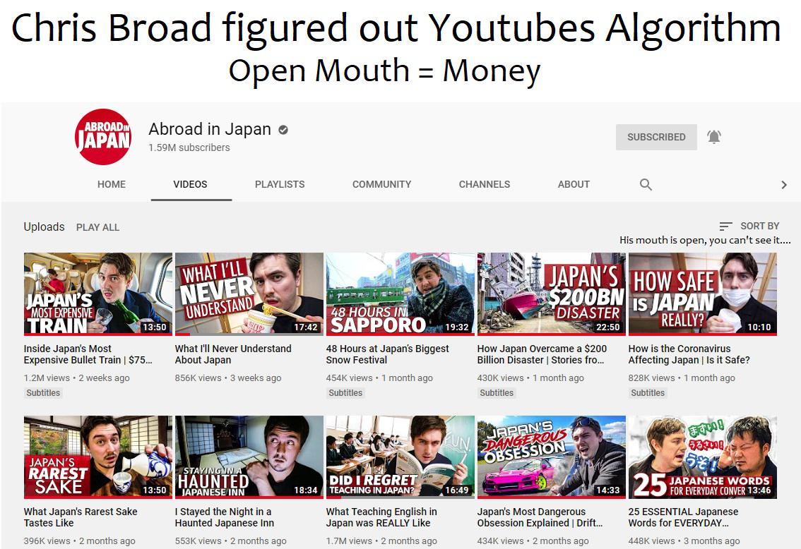 Chris Broad has finally perfected his Thumbnails to Youtubes Algorithm! | Scrolller