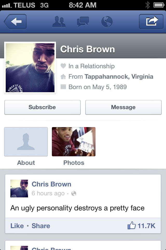 Chris Brown just posted this on his Facebook. Does he not think? | Scrolller