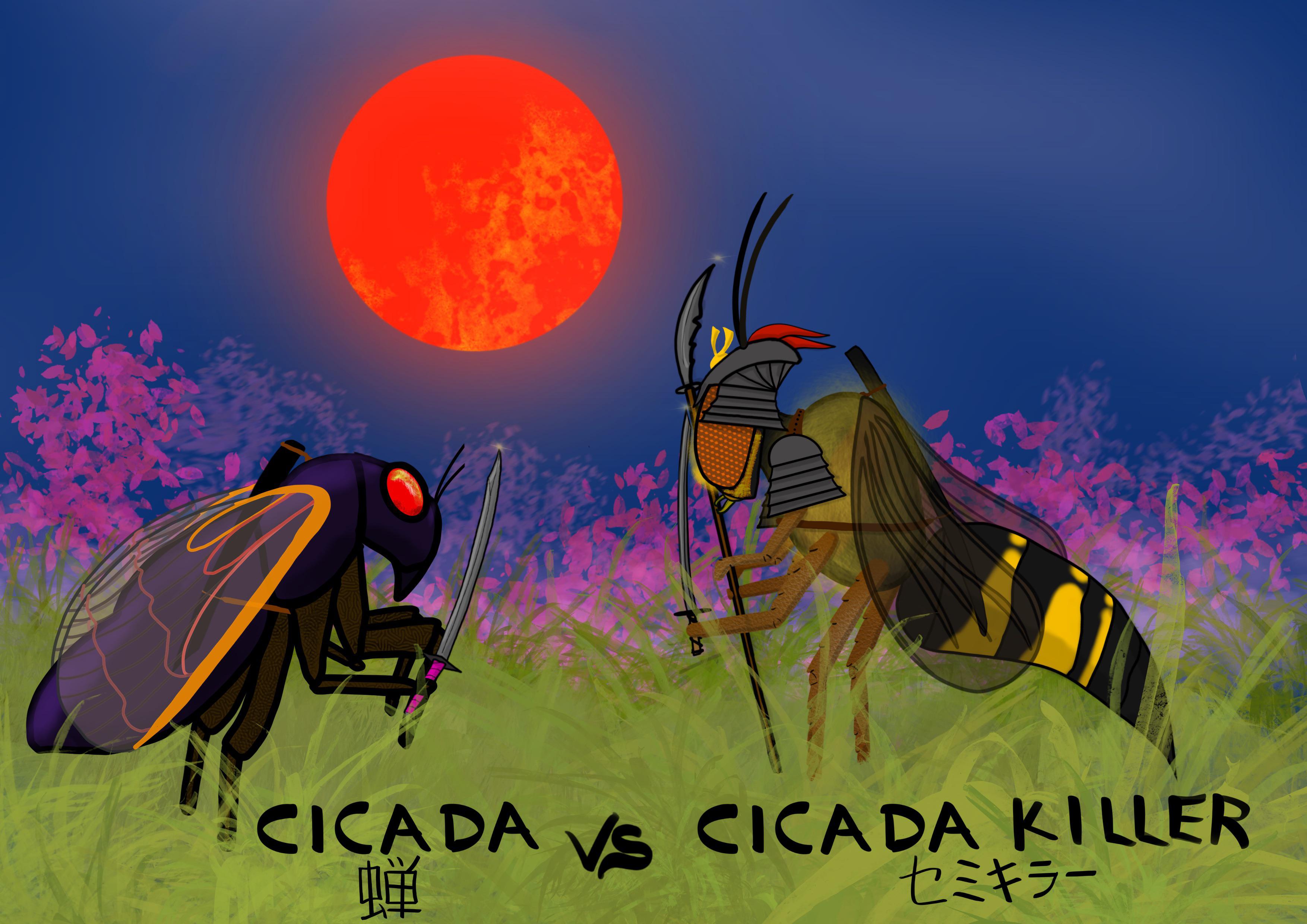 Cicada Vs Cicada Killer, Me, Procreate, 2021 | Scrolller