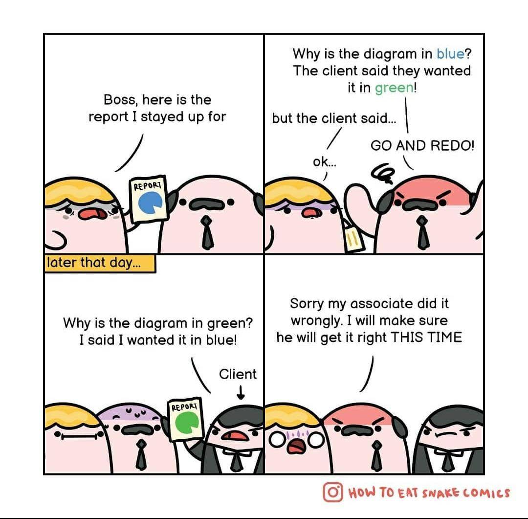 Client vs Boss, Green vs Blue | Scrolller