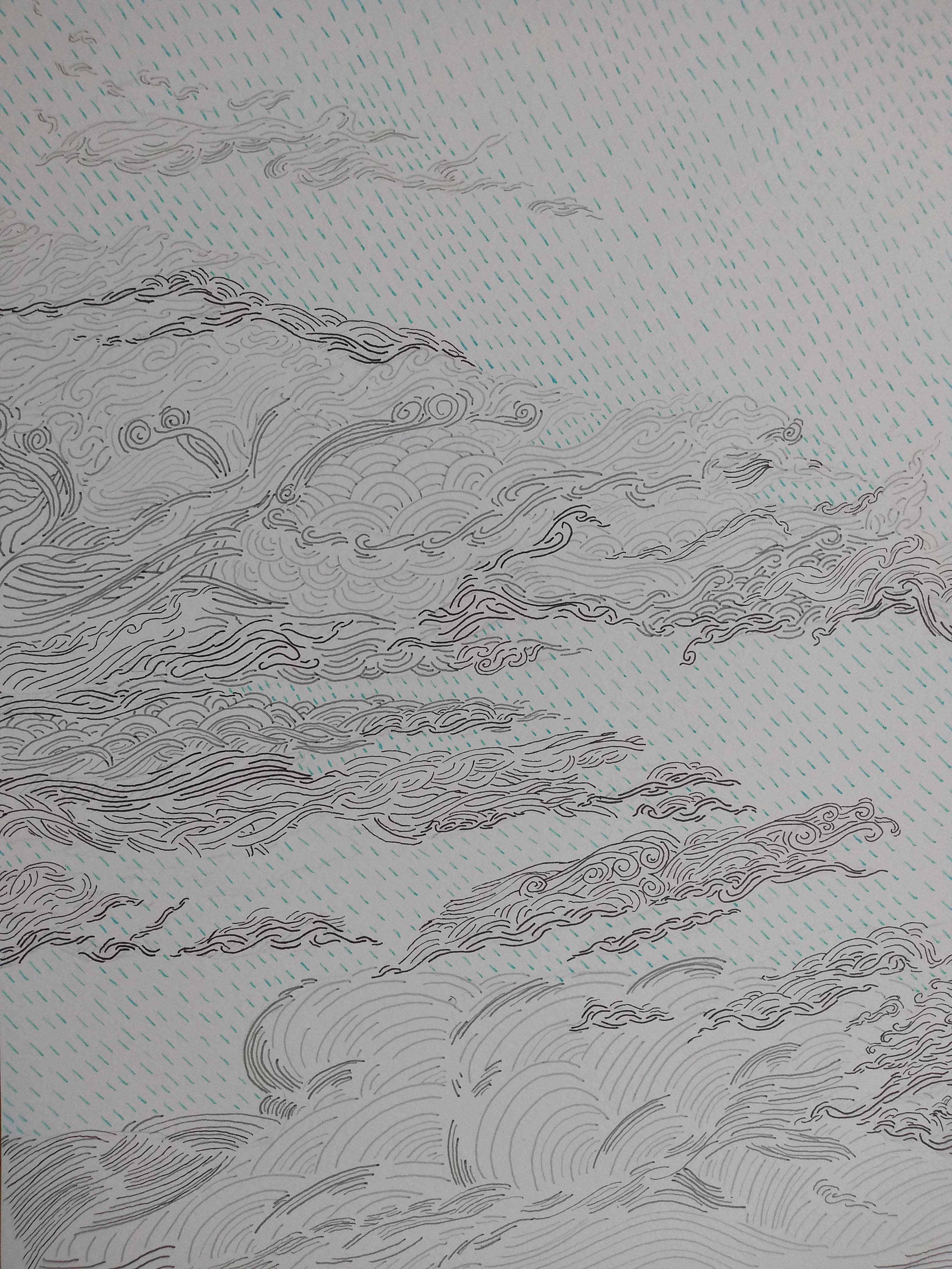 Cloudy Sky, me, pen and ink, 2021 | Scrolller