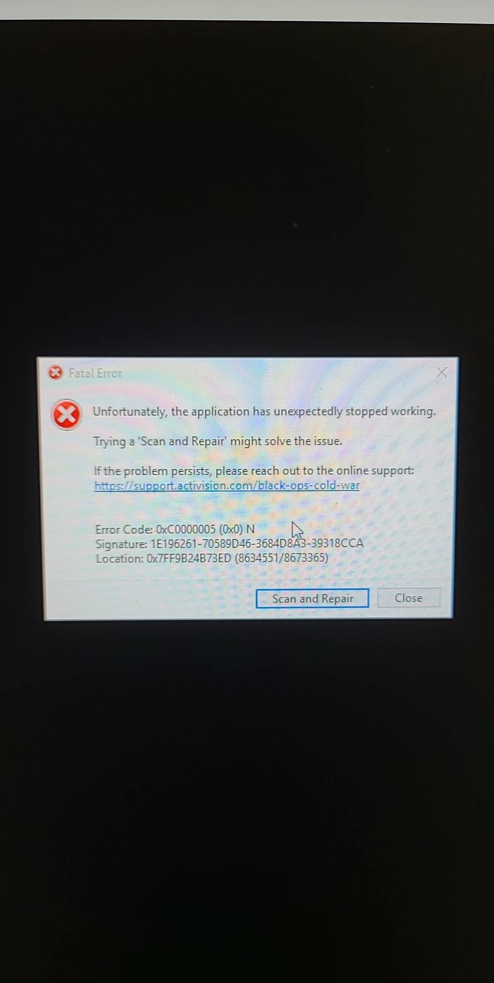 Cold war crashes every time I try to open it. Pic related. Since I upgraded my pc 2 months ago I ...