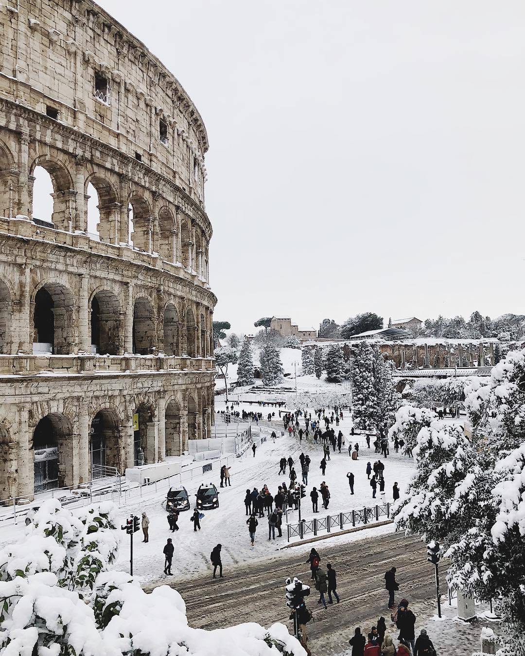 Colosseum in the snow, Rome, Italy. | Scrolller