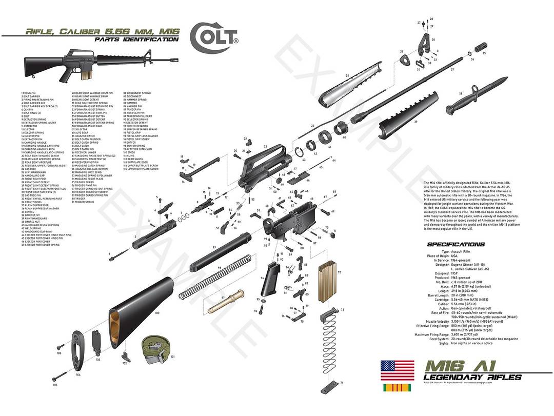 Colt M16A1 Exploded View | Scrolller