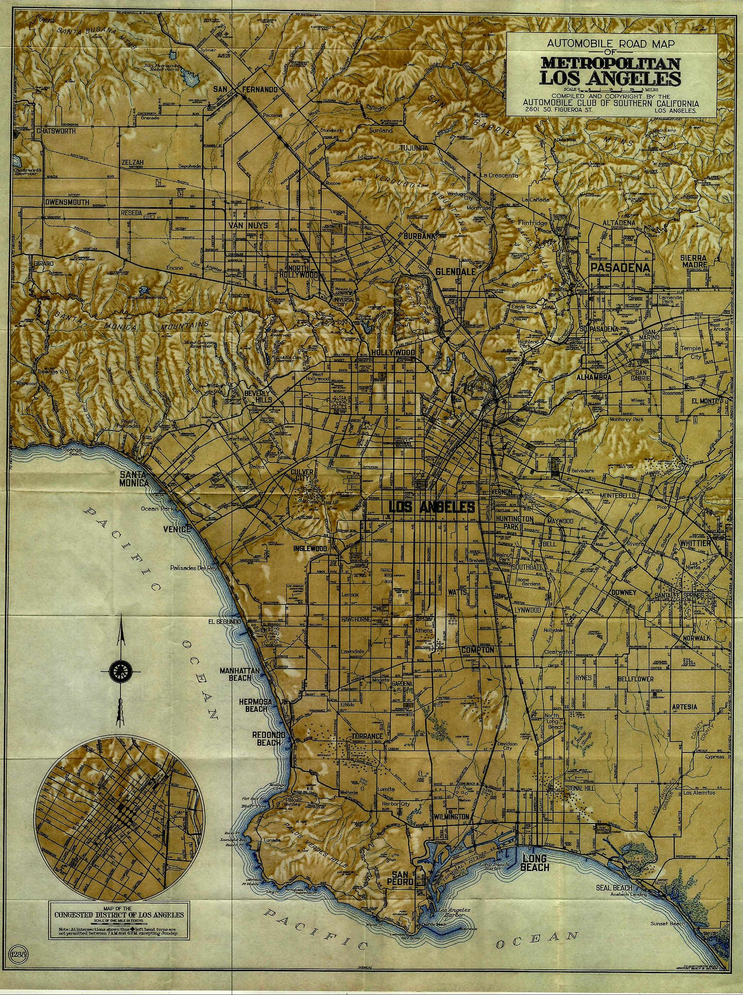 Cool 1930's roadmap of LA before the construction of freeways | Scrolller