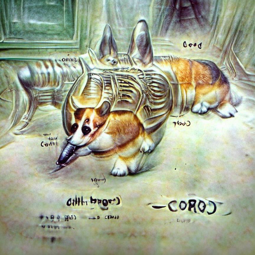Corgi Drawn by H.R. Giger | Scrolller
